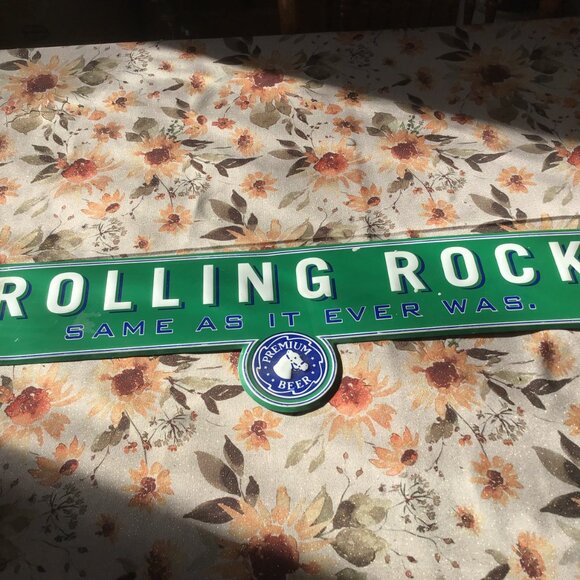 Rolling Rock | Dining | Rolling Rock Metal Beer Sign Man Cave Sign Beer ...